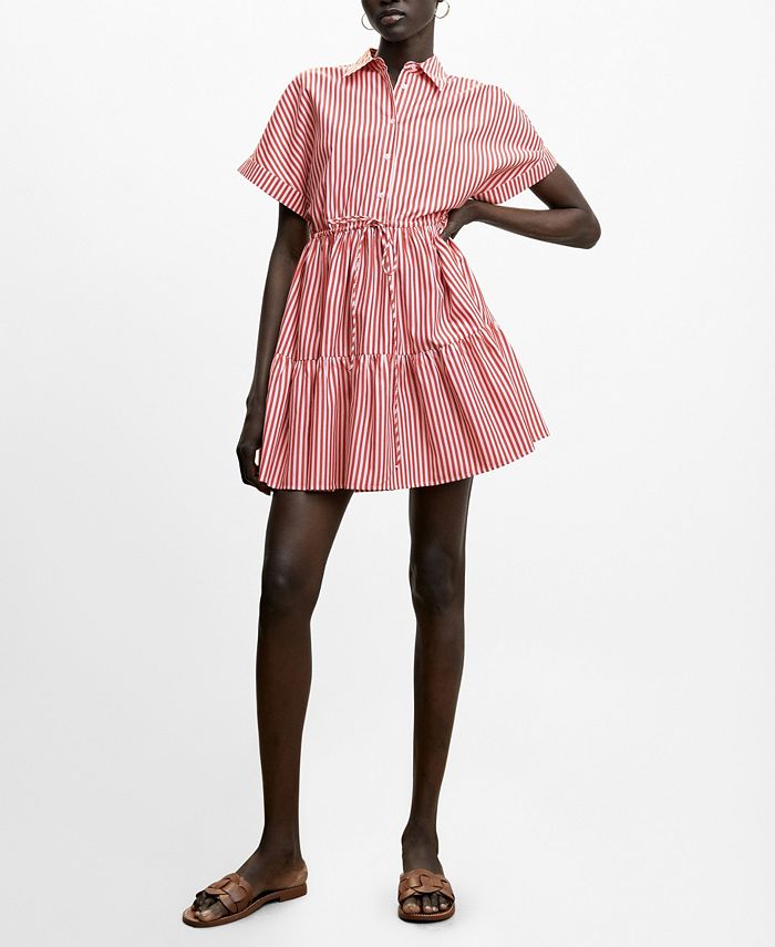 MANGO Women's Striped Ruffle Dress - Macy's