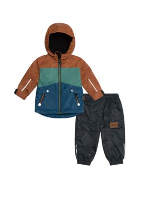 Boy Two Piece Colorblocked Spring Rain Set Brown, Green & Blue ...