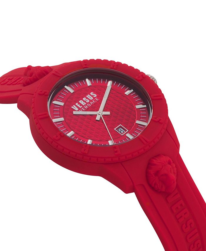 Versus Versace Men's 3 Hand Date Quartz Tokyo Red Silicone Watch, 43mm ...
