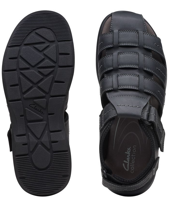 Clarks Men's Walkford Fish Tumbled Leather Sandals - Macy's
