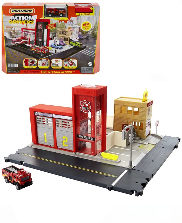 Matchbox Playful Youth Fire Fighting Station, Lights, Sounds and ...