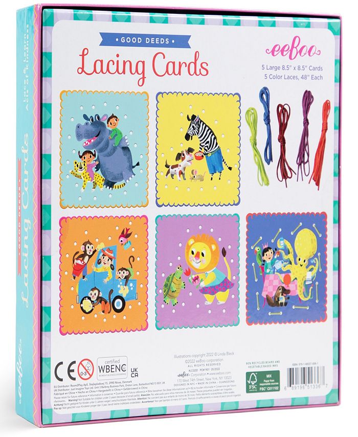 Eeboo Good Deeds Lacing Cards, Set of 5 Cards, Ages 5 years and up - Macy's
