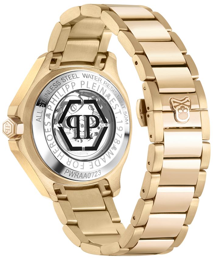 Philipp Plein Men's Automatic Skeleton Spectre Gold Ion-Plated Bracelet ...