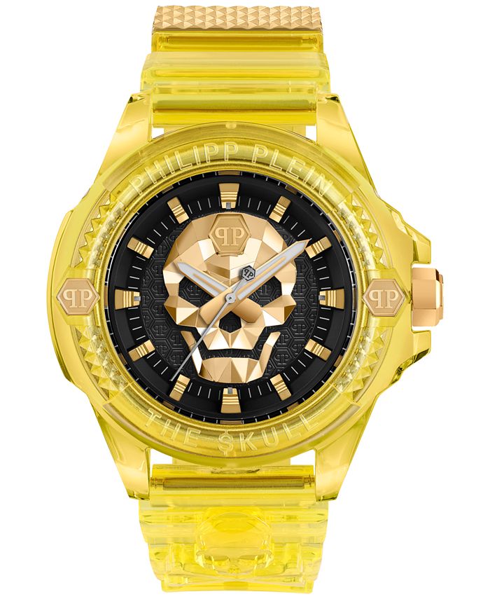 Philipp Plein Men's The $kull Yellow Transparent Silicone Strap Watch ...