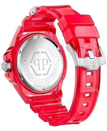 Philipp Plein Men's The $kull Red Transparent Silicone Strap Watch 45mm ...