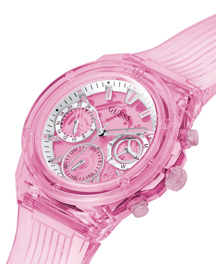 GUESS Women's Multifunction Pink Polyurethane Watch 39mm - Macy's