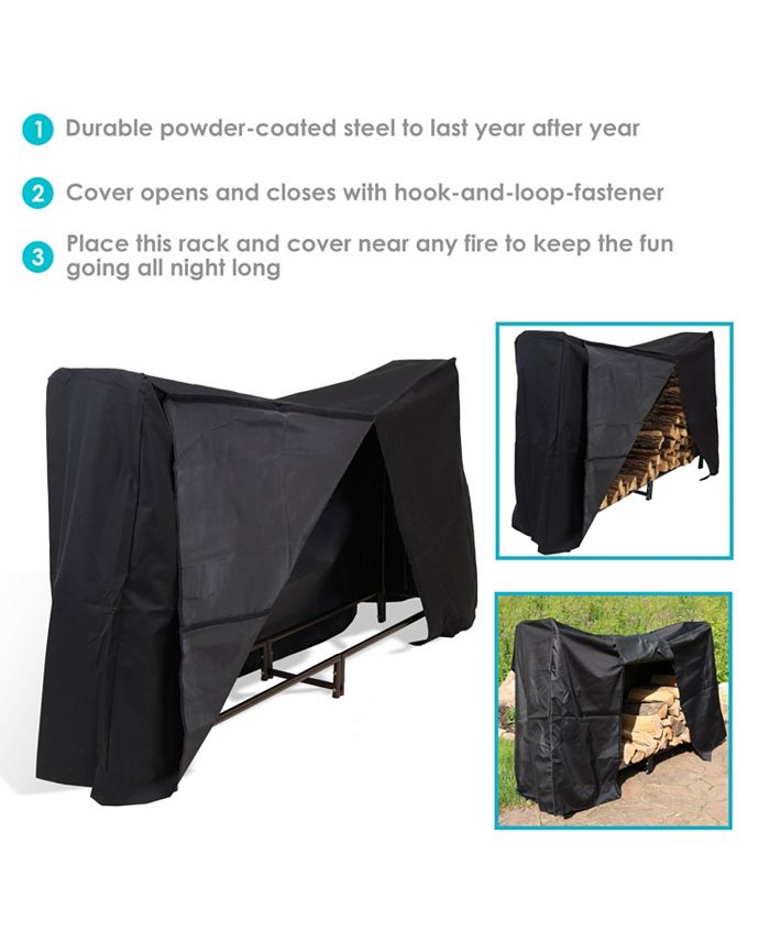 Sunnydaze Decor 6 ft Powder-Coated Steel Firewood Log Rack with Black ...