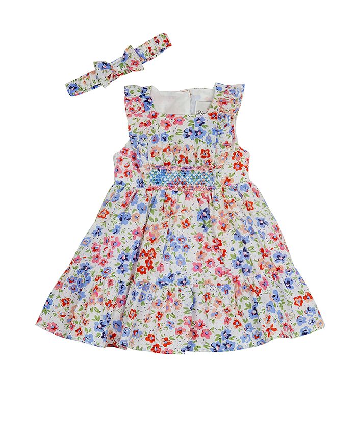 Rare Editions Baby Girls Floral Dress with Headband, 2 Piece Set - Macy's