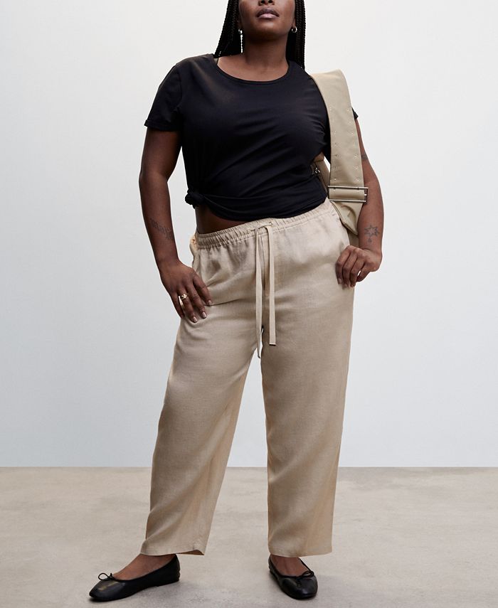 MANGO Women's Linen Pants - Macy's