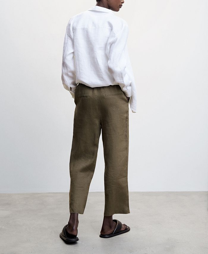 MANGO Women's Linen Pants - Macy's
