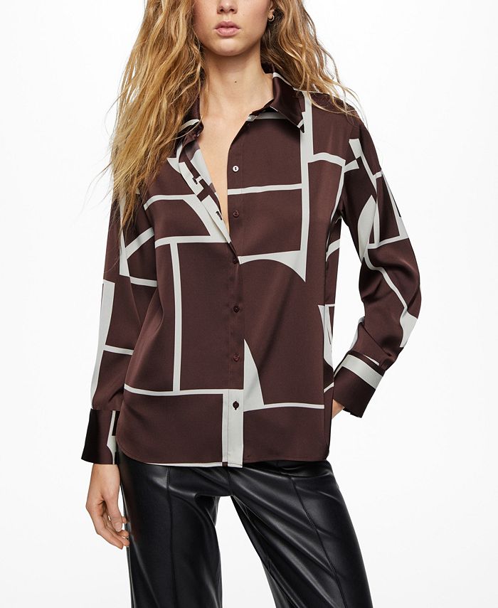MANGO Women's Satin Print Shirt - Macy's