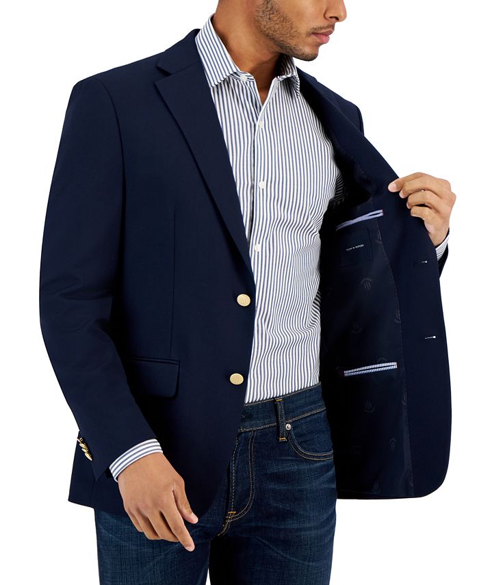 Tommy Hilfiger Men's Modern-Fit Solid Navy Blazer - Macy's