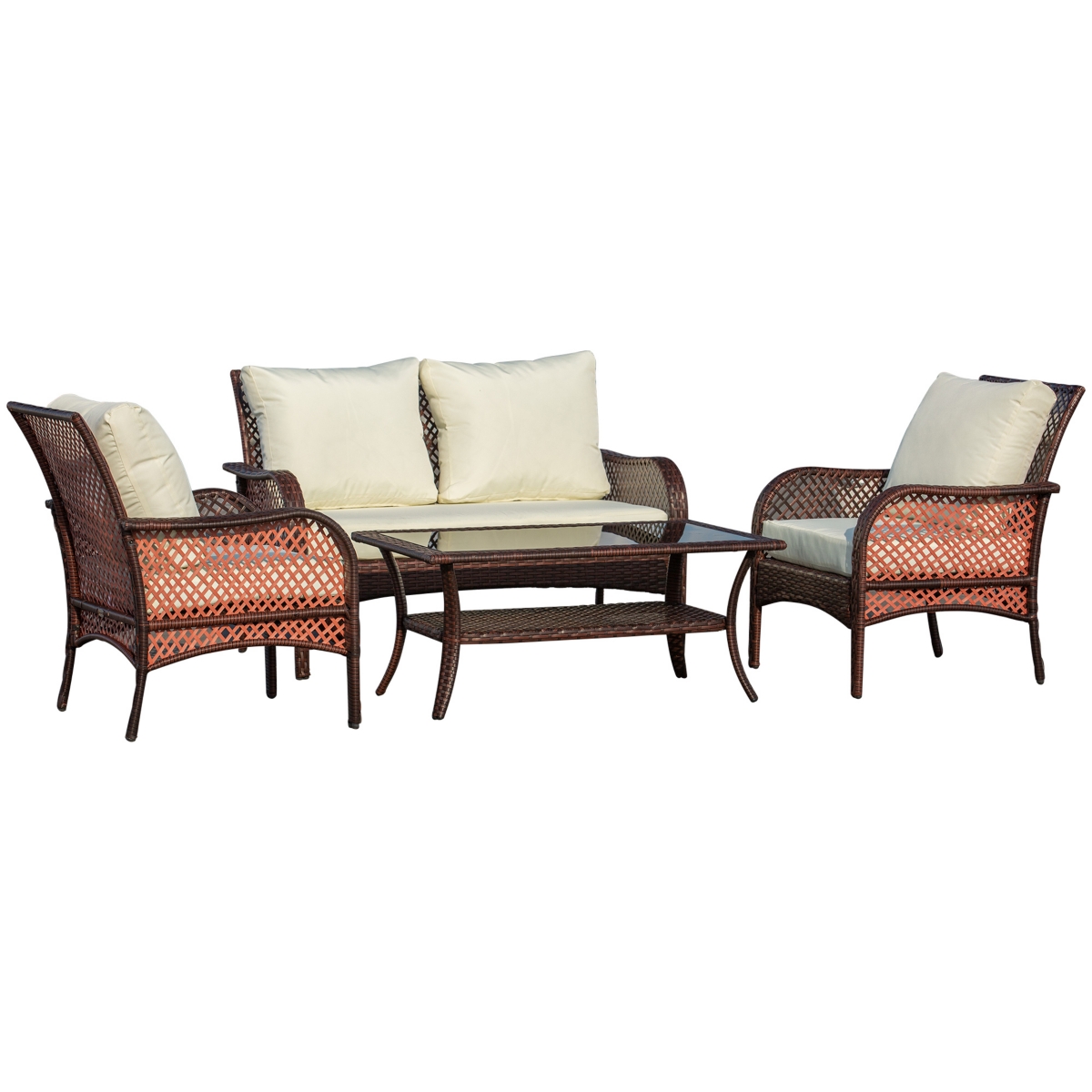 Click here for Outsunny 4-Piece Outdoor Rat Sofa Conversation Set... prices