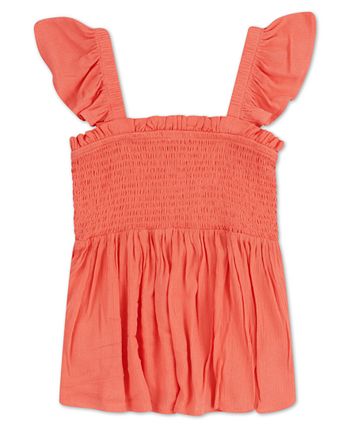 Speechless Big Girls Square Neck Flutter Sleeve Smocked Top - Macy's