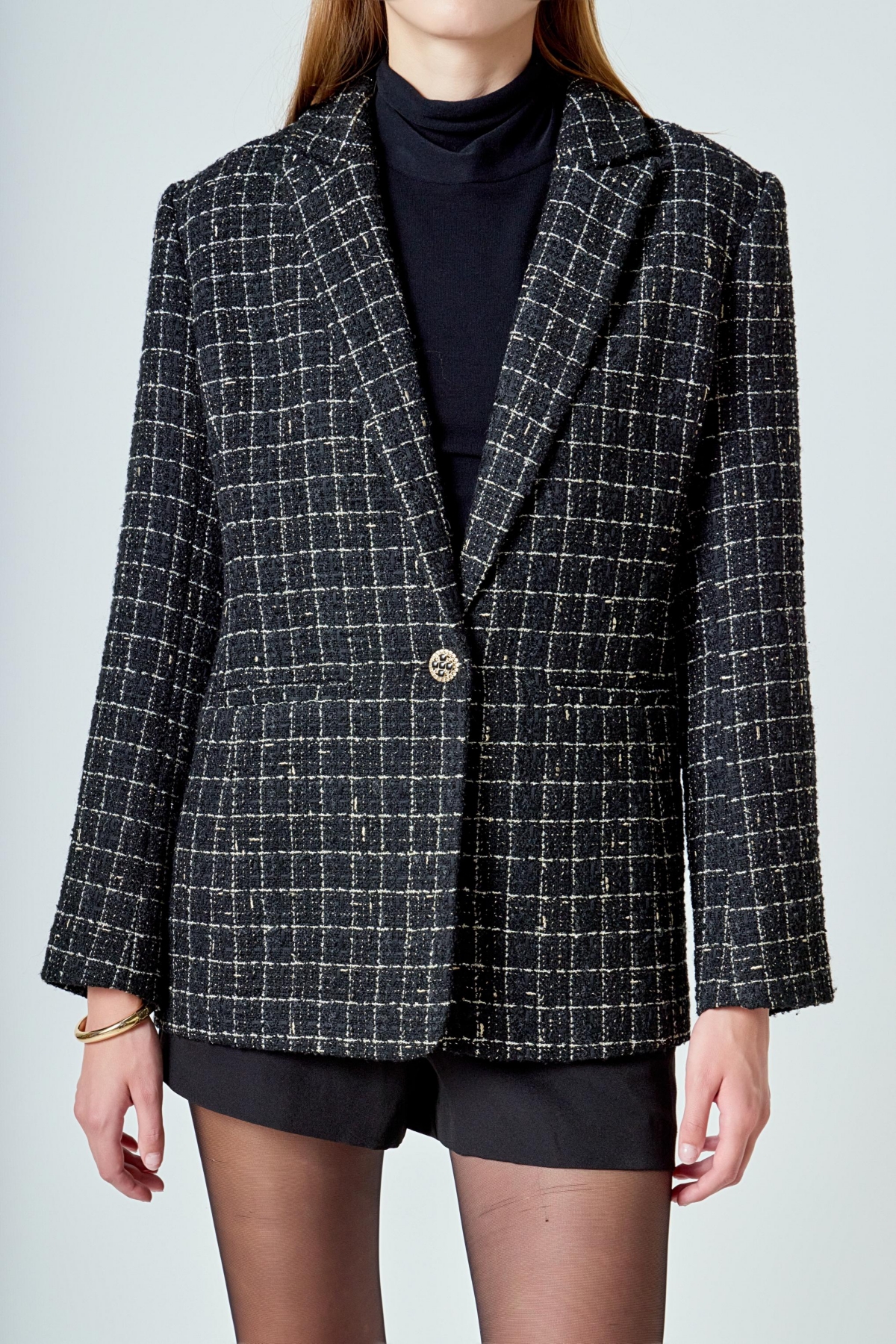 Click here for endless rose Womens Tweed Single Breasted Blazer -... prices