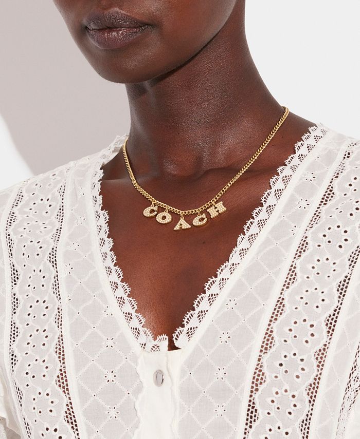 COACH Imitation Pearl Signature Charm Necklace & Reviews - Necklaces ...