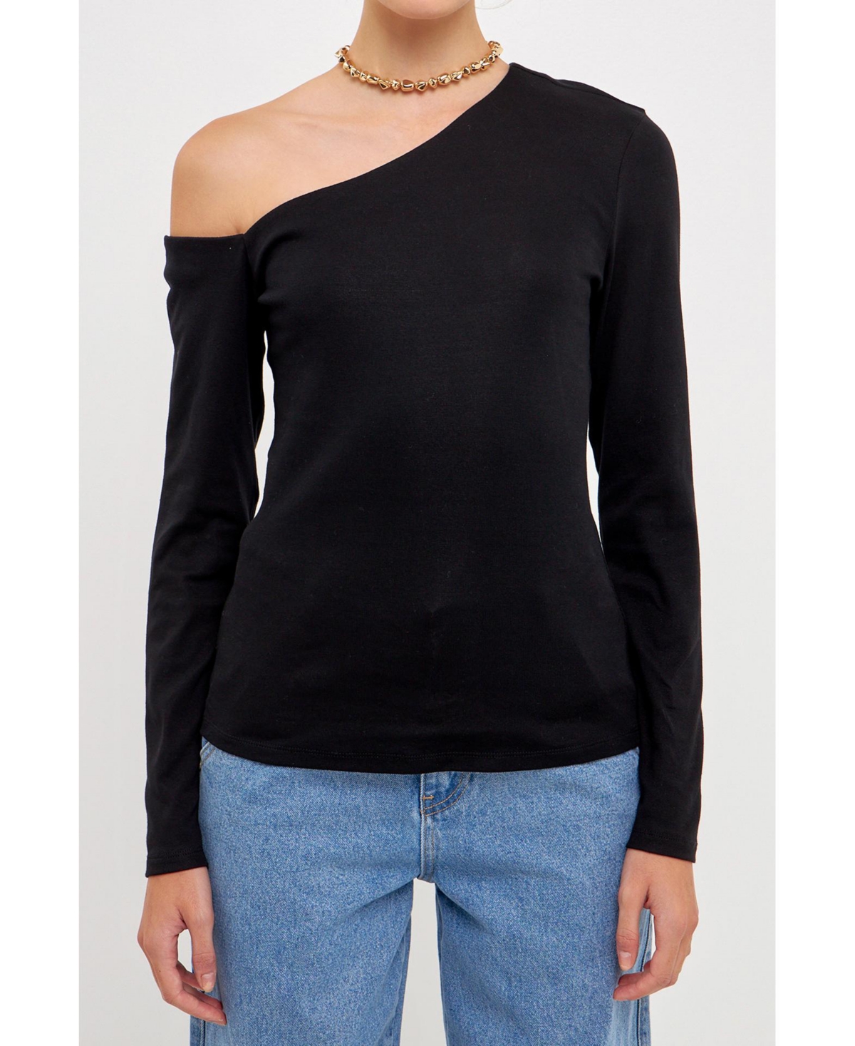 Click here for Grey Lab Womens Asymmetric Soft Knit Top - Black prices