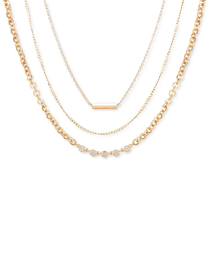 GUESS Gold-Tone 3-Pc. Set Dainty Layered Necklaces - Macy's