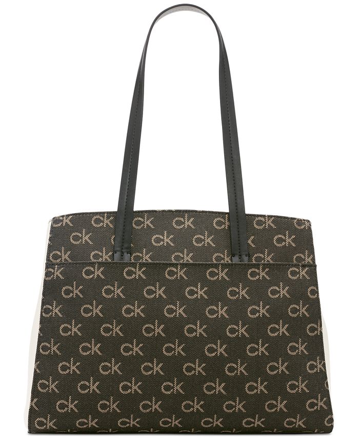 Calvin Klein Hadley Denim Jacquard Signature Large Triple Compartment ...