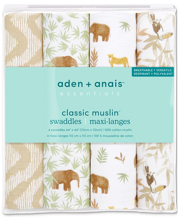 aden by aden + anais Baby Tanzania Muslin Swaddles, Pack of 4 - Macy's