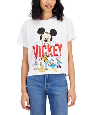 Juniors' Mickey Mouse and Friends Short-Sleeve Cropped T-Shirt