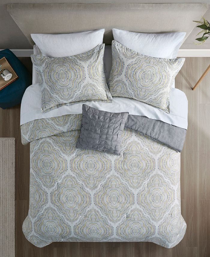 Madison Park Essentials Domino Medallion 8 Piece Reversible Comforter ...