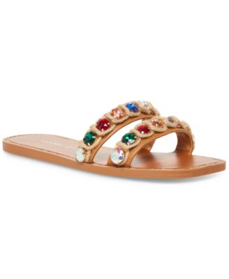 Acclaim Raffia Embellished Slide Sandals