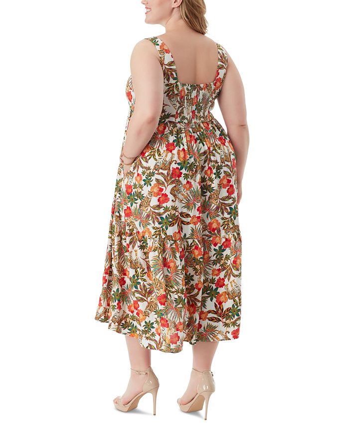 Jessica Simpson Plus Size Cheryl Tiered Smocked-Back Dress - Macy's