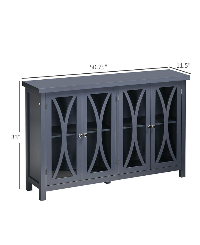 HOMCOM Elegant Kitchen Sideboard, Buffet Cabinet with Storage, Glass ...