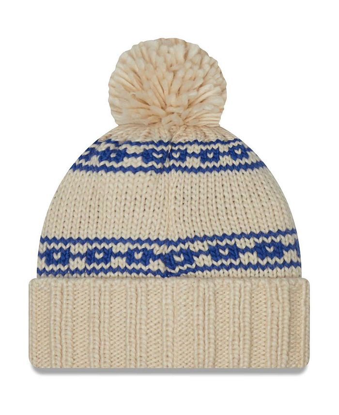 New Era Women's Cream New York Knicks Sport Cuffed Knit Hat with Pom ...