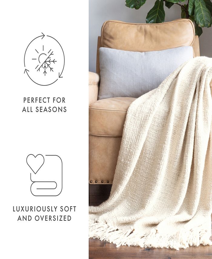 ienjoy Home Slub-Yarn Fringed Throw, 60" x 50" - Macy's