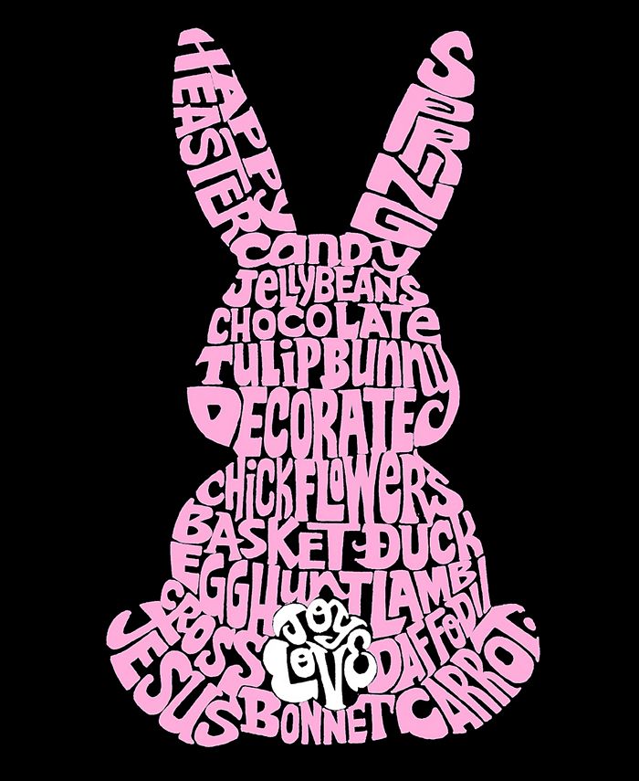 LA Pop Art Women's Easter Bunny Word Art V-Neck T-shirt - Macy's
