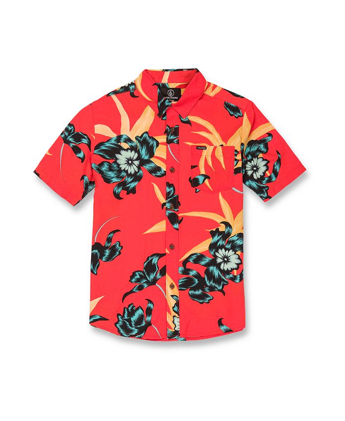 Volcom Big Boys Island Time Floral Woven Short Sleeve Shirt - Macy's