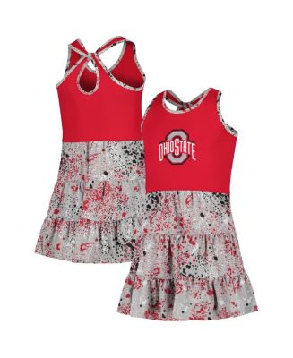 Colosseum Big Girls Scarlet, Gray Ohio State Buckeyes Sweet Pea Dress ...