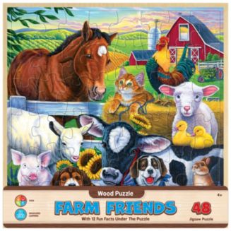 MasterPieces Wood Fun Facts - Farm Friends 48 Piece Wood Jigsaw Puzzle ...
