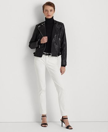 Lauren Ralph Lauren Women's Tumbled Leather Moto Jacket - Macy's