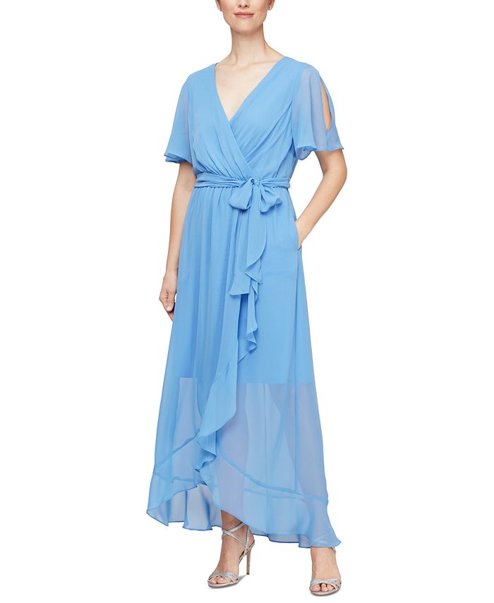 SL Fashions Ruffled Wrap Dress - Macy's