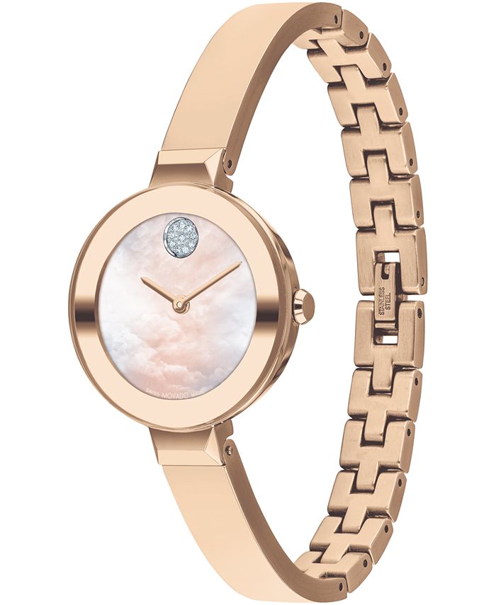 Movado Women's Bold Bangles Swiss Quartz Ionic Plated Rose Gold-Tone ...