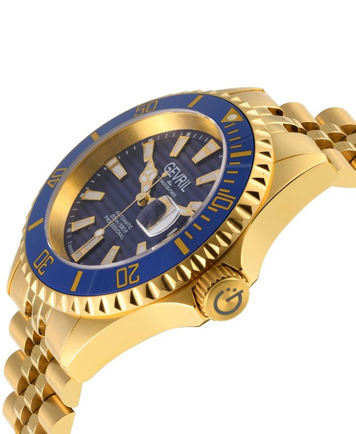 Gevril Men's Chambers Swiss Automatic Gold-Tone Stainless Steel Watch ...