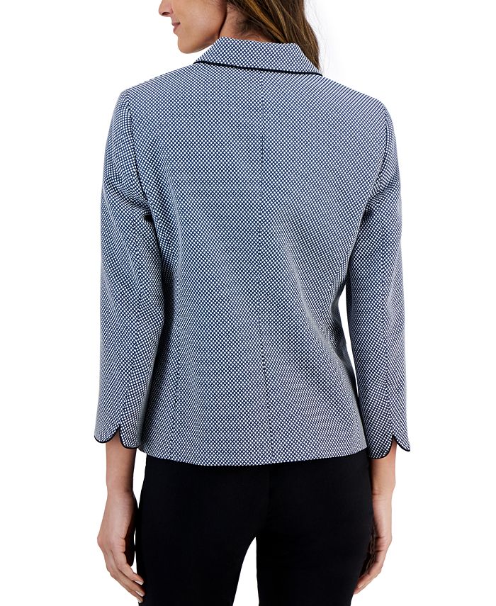 Kasper Women's Jacquard 3/4-Sleeve Three-Button Blazer - Macy's