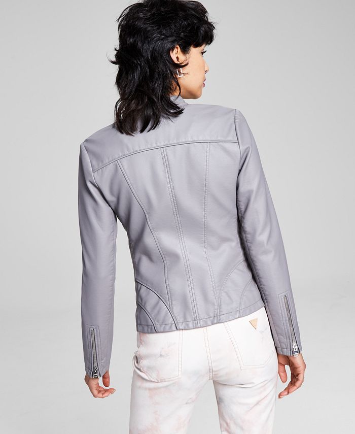 GUESS Women's Faux-Leather Moto Jacket - Macy's
