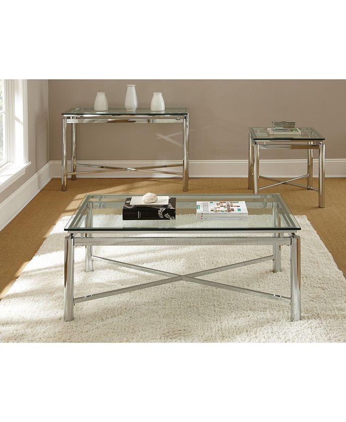 Steve Silver Nova 48" Glass and Chrome Cocktail Table - Macy's