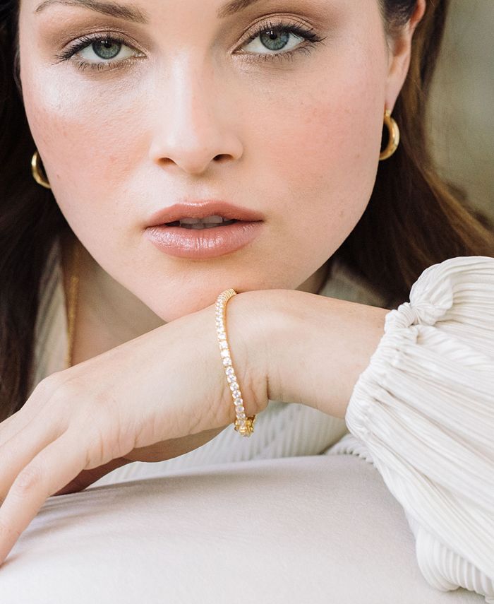 brook & york Cubic Zirconia 14K Gold-Plated Vermeil Isabella Tennis Bracelet - Macy's