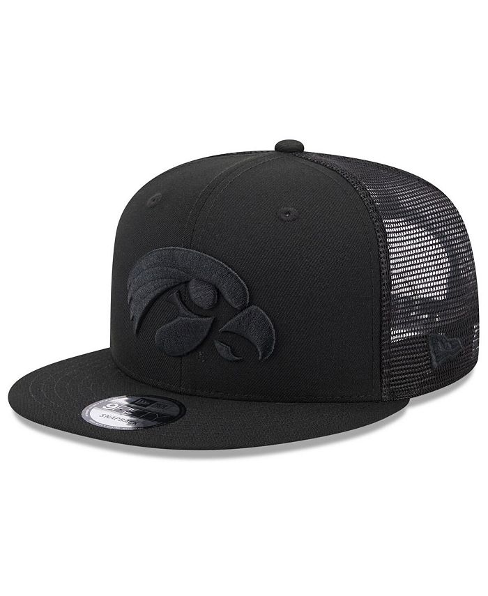 New Era Men's Iowa Hawkeyes Black on Black 9FIFTY Trucker Snapback Hat ...