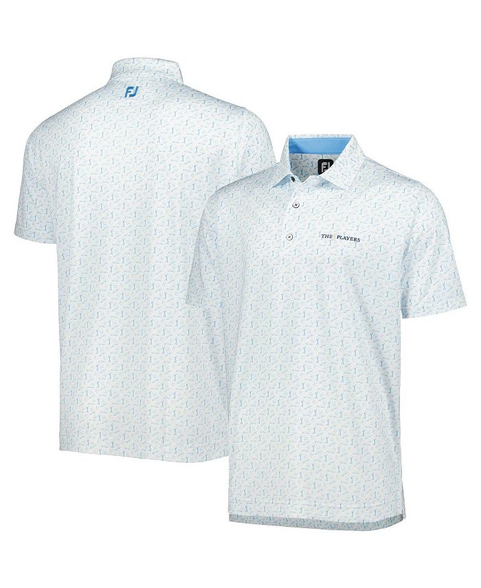 FootJoy Men's White, Light Blue THE PLAYERS Allover Print ProDry Polo ...