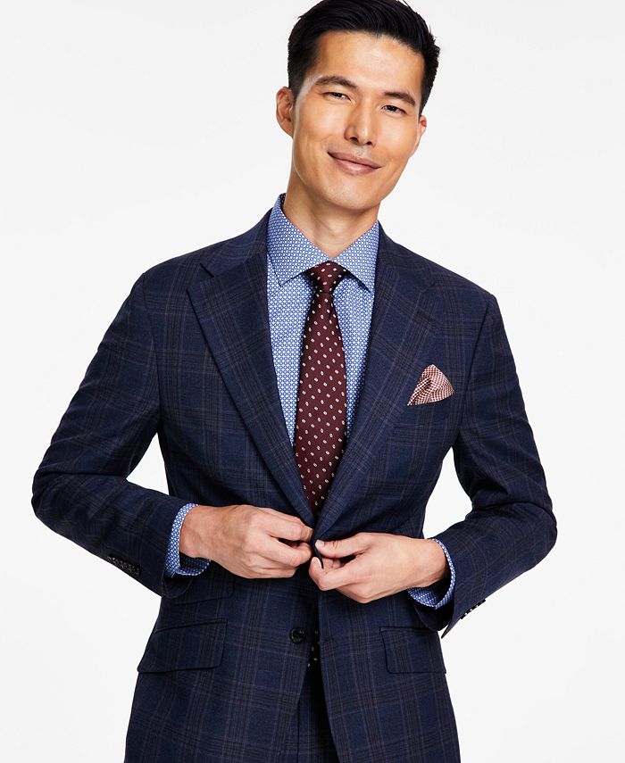 Tallia Men's Slim-Fit Stretch Plaid Suit Jacket - Macy's