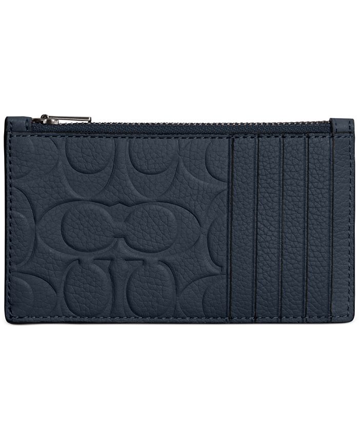 COACH Signature Leather Zip Logo Card Case - Macy's