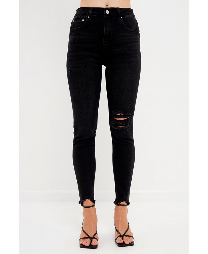 Grey Lab Women's Destroyed Skinny Jeans - Macy's