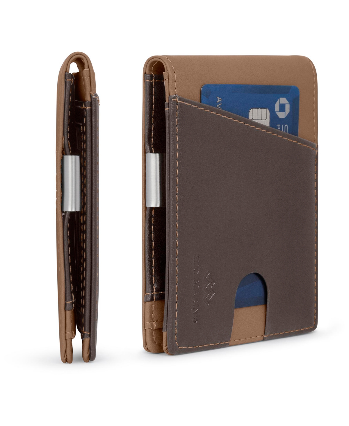 Click here for Mens Slim Bifold Wallet with Money Clip - Brown/ta... prices