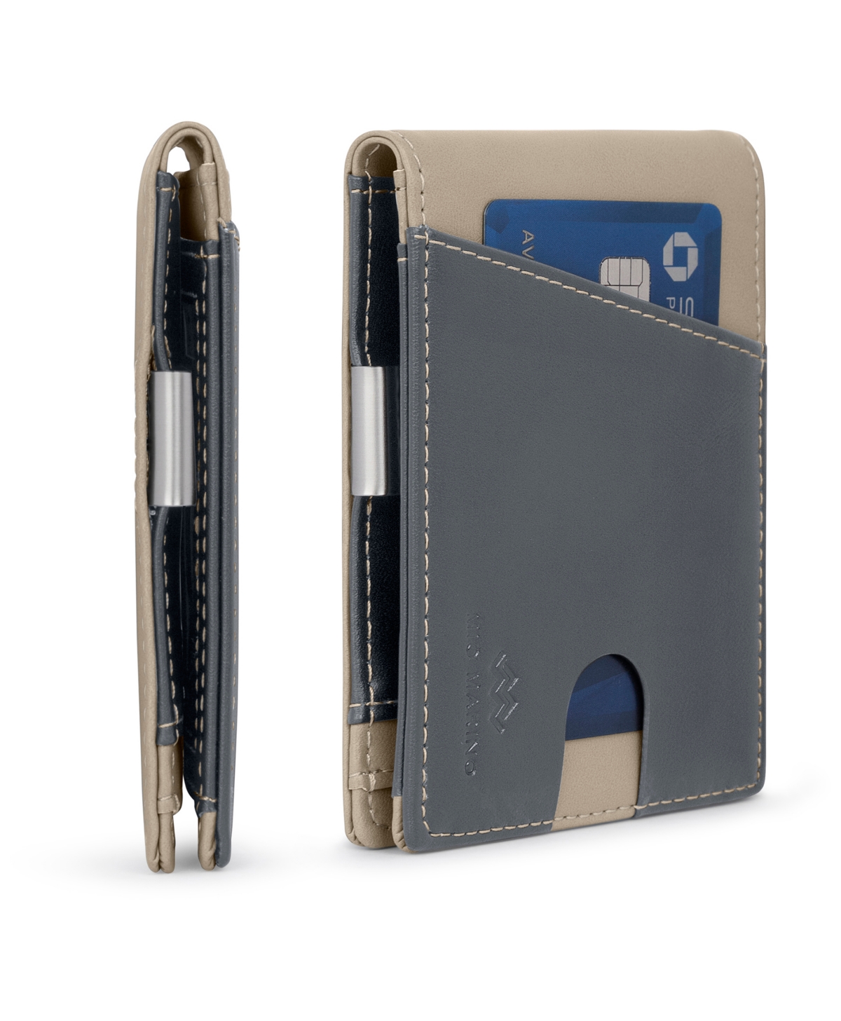 Click here for Mens Slim Bifold Wallet with Money Clip - Gray/Cam... prices